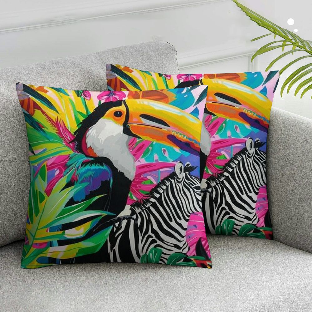 Jiayy Pillow Covers Tropical Toucan Parrot Bird Green Palm Leaves with ...