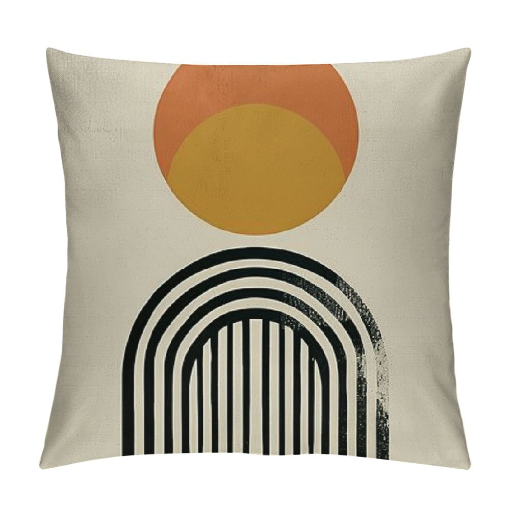 Nawypu Pillow Covers Yellow Abstract Patterns Mid Century Modern Simple ...