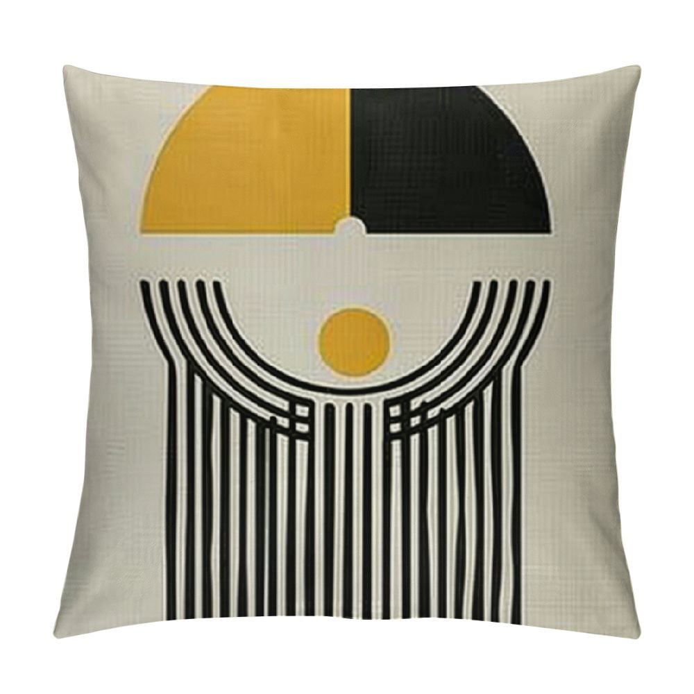 Nawypu Pillow Covers Yellow Abstract Patterns Mid Century Modern Simple ...