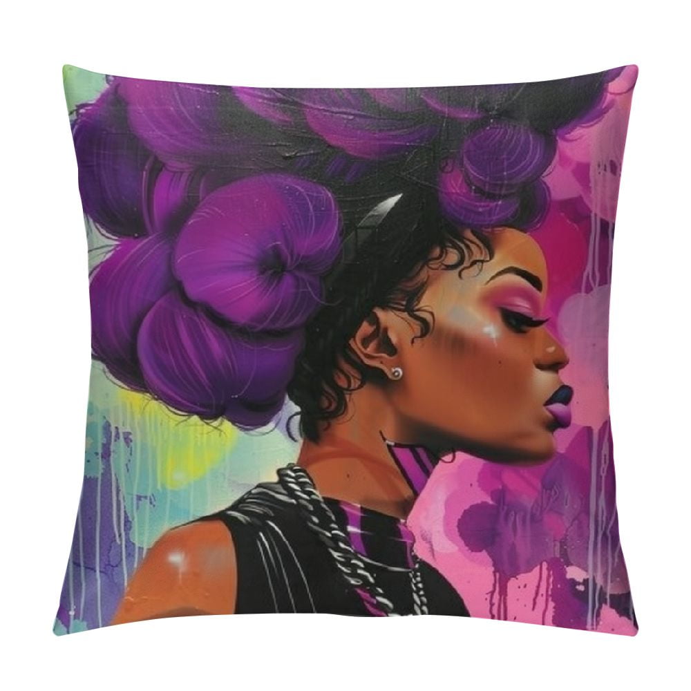 Nawypu Pillowcase Set of African American Black Girl Throw Pillow ...