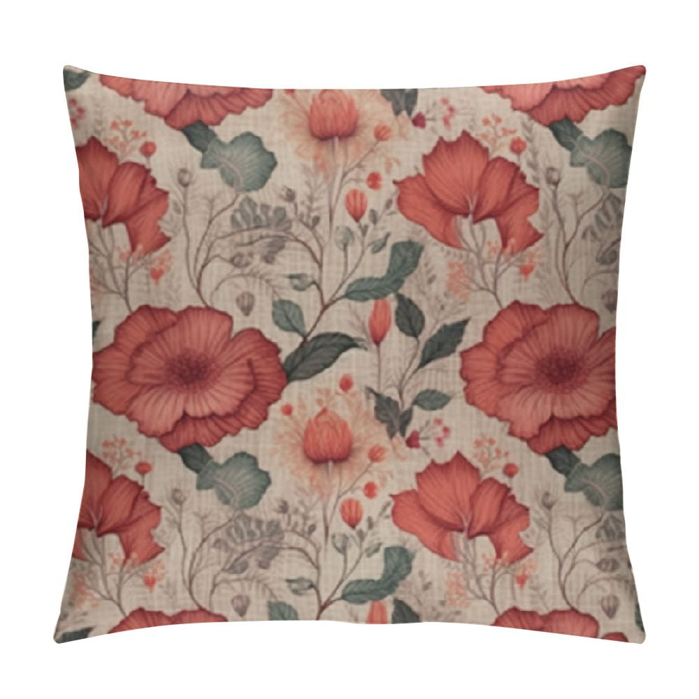 Nawypu Pillows Decorative Throw Pillows Pink Botanical Seamless Garden