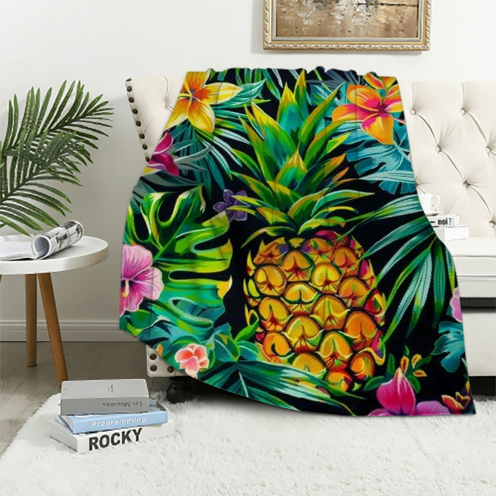 Nawypu Pineapple Floral Blanket Gifts for Women Tropical Colorful ...