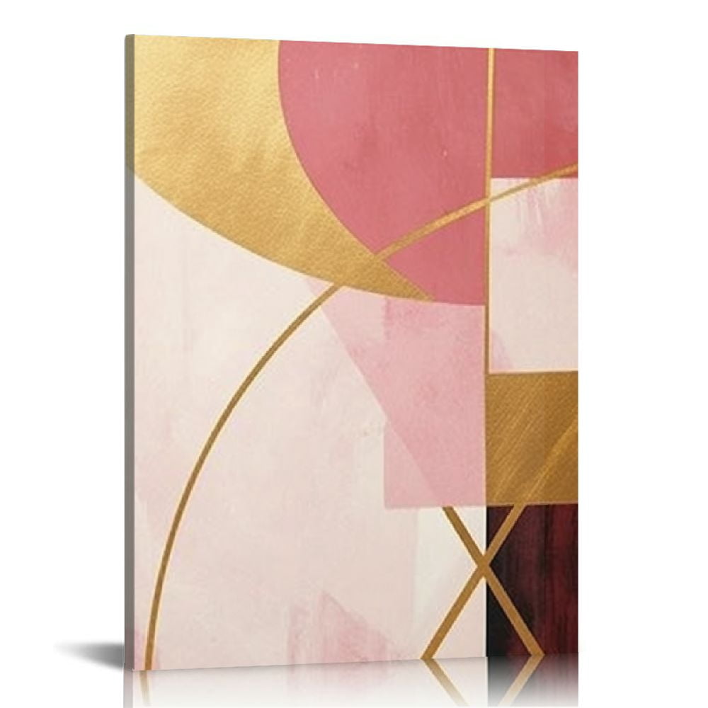 Nawypu Pink Abstract Wall Decor Pink and Gold Canvas Art for Girls Pink ...