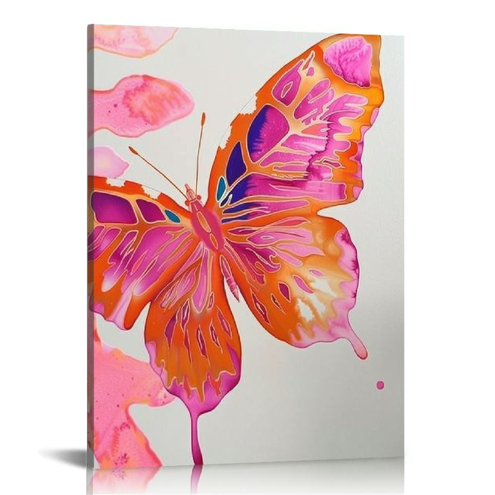 Nawypu Pink Butterfly Wall Art Canvas Preppy Room Decor Poster ...
