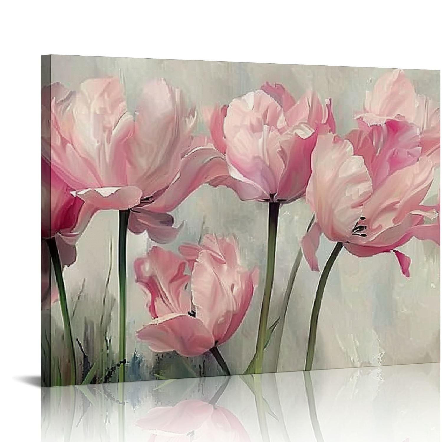 Nawypu Pink Flower Paintings Canvas Wall Art Watercolor Plant Tulip ...