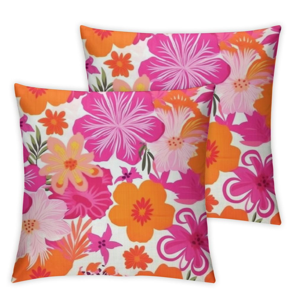 Nawypu Pink Hibiscus Flower Throw Pillow Covers Spring Decorative ...