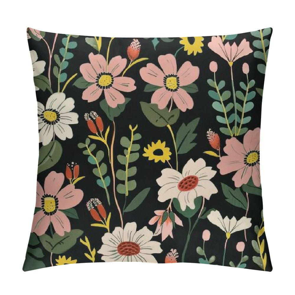 Nawypu Pink Jasmine Flower Print Pillow Covers,Decorative Throw Pillow ...