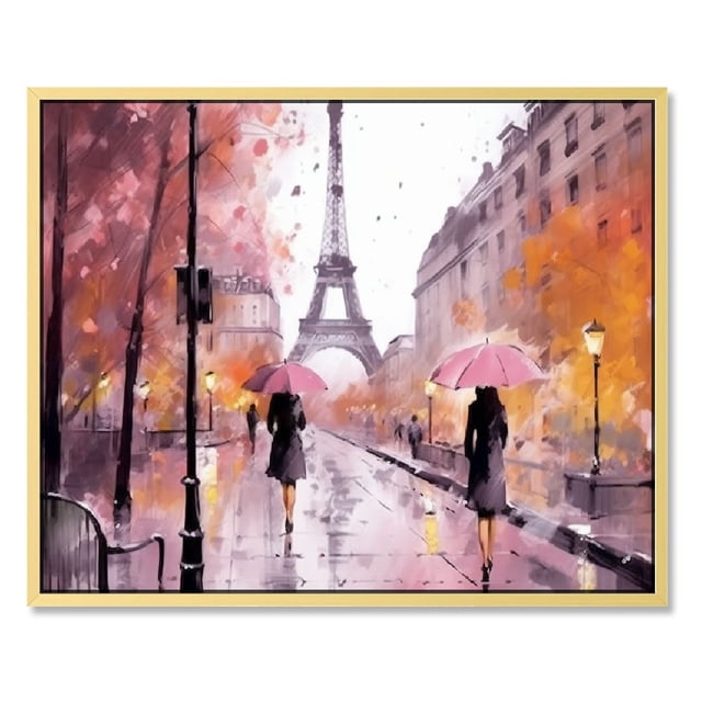 Nawypu Pink Paris Canvas Wall Art Girl Bedroom Oil Painting Paris ...