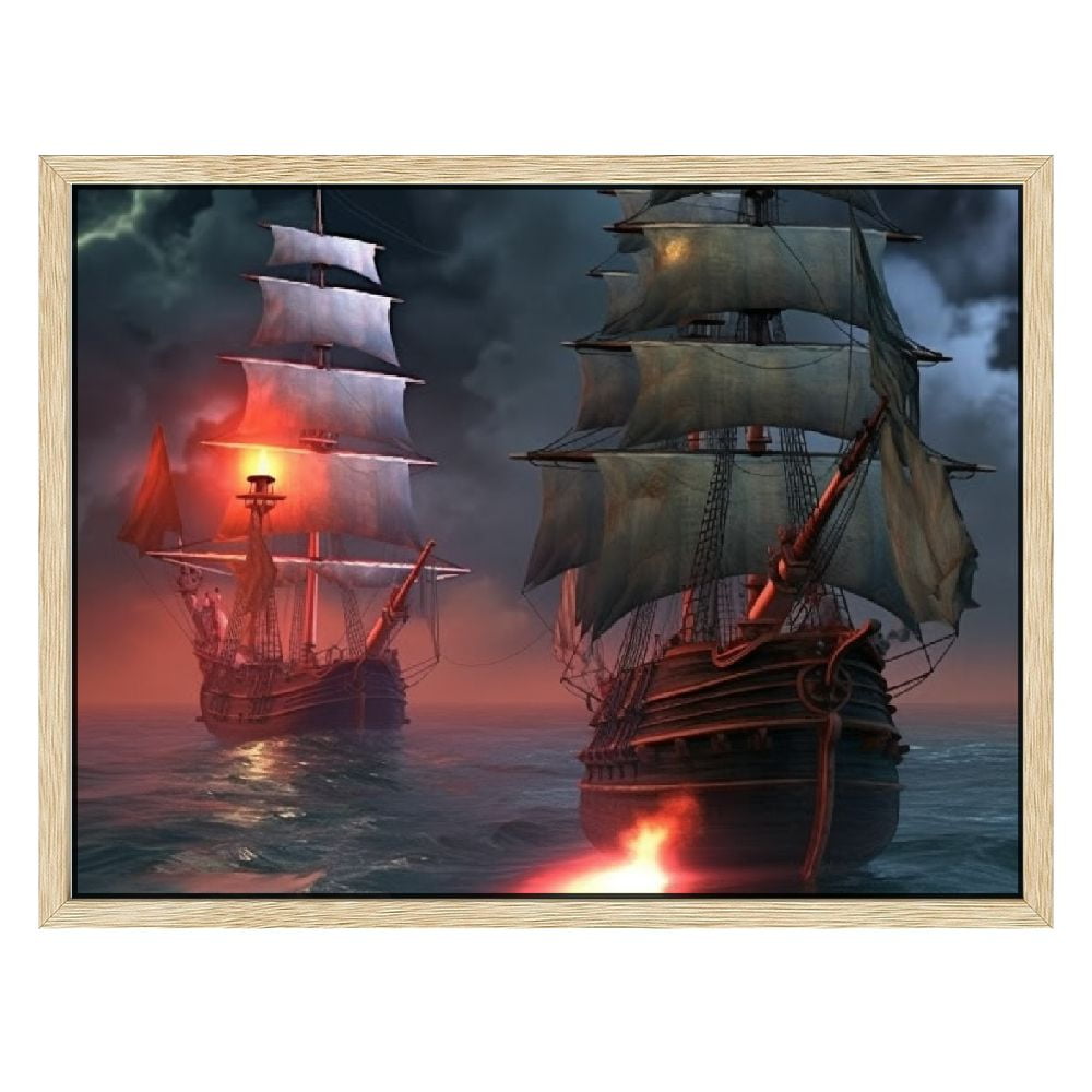 Nawypu Pirate Ship Decor Ghost Sailboat Picture Wall Art Gothic Style ...