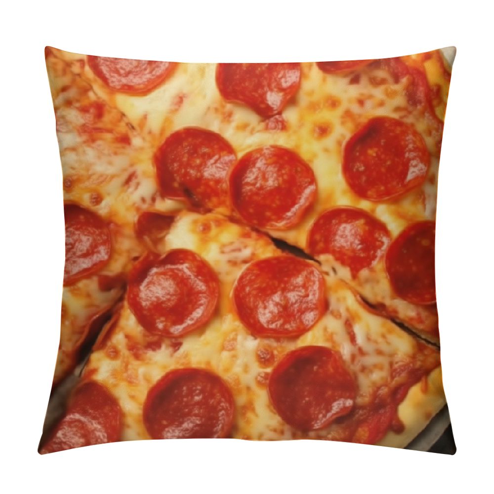 Nawypu Pizza Print Throw Pillow Cover Decor Novelty Realistic Food ...
