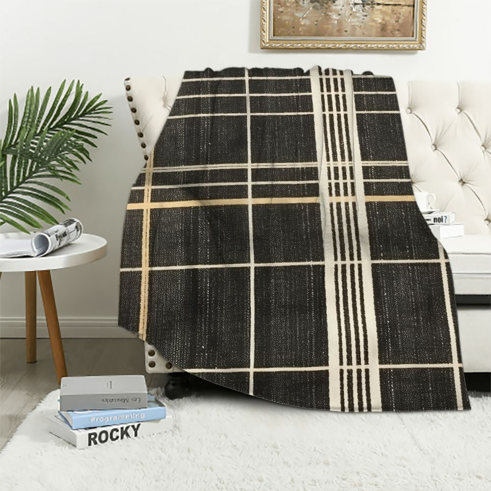 Nawypu Plaid Black Woven Cotton Blend Throw Blanket - Walmart.com
