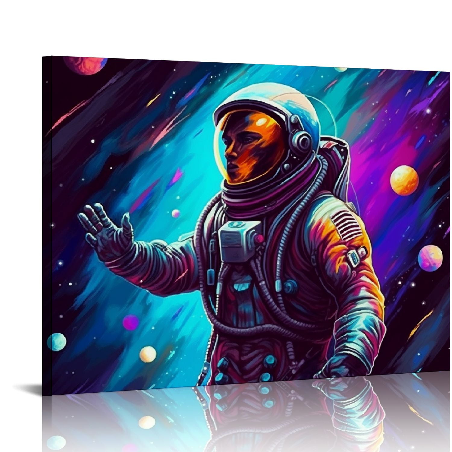 Nawypu Planet Astronaut Canvas Wall Art Galaxy Universe Space Themed ...