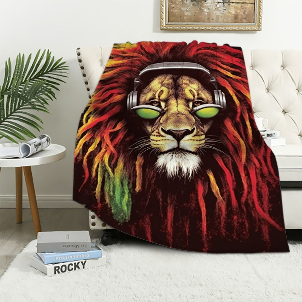Nawypu Plush Fluffy Throw Blanket Jamaica Reggae Rasta Lion Sunglass ...