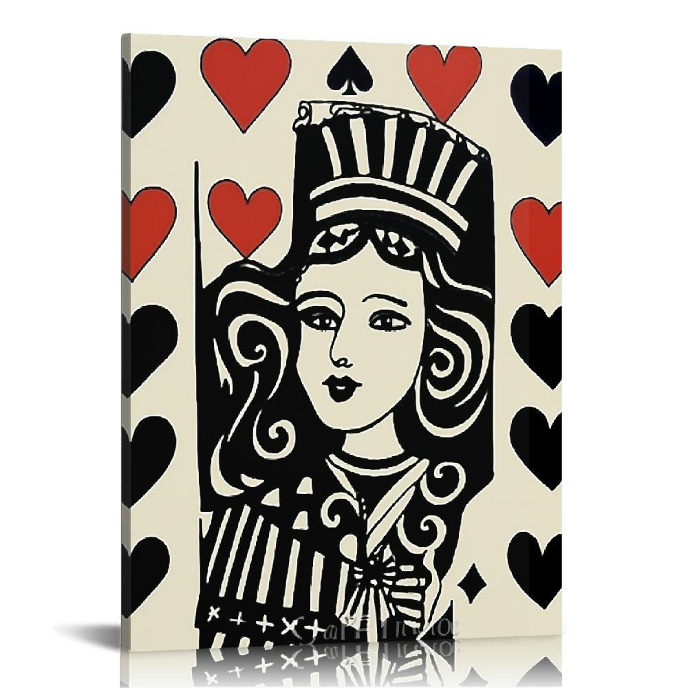 Nawypu Poker Art Queen of Hearts Spades Playing Card Posters Black ...