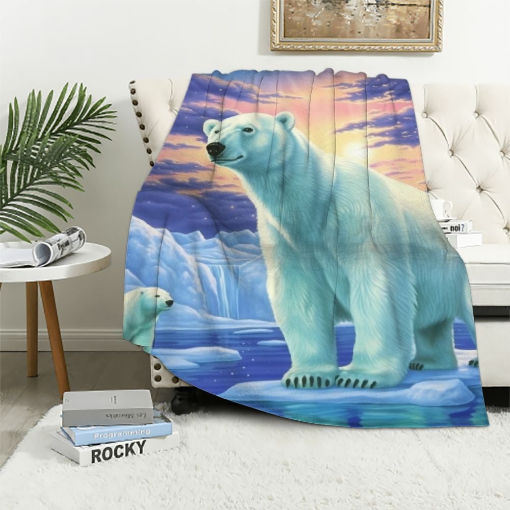 Nawypu Polar Bear Blanket Bear Throw Blankets Cozy Flannel Blanket ...
