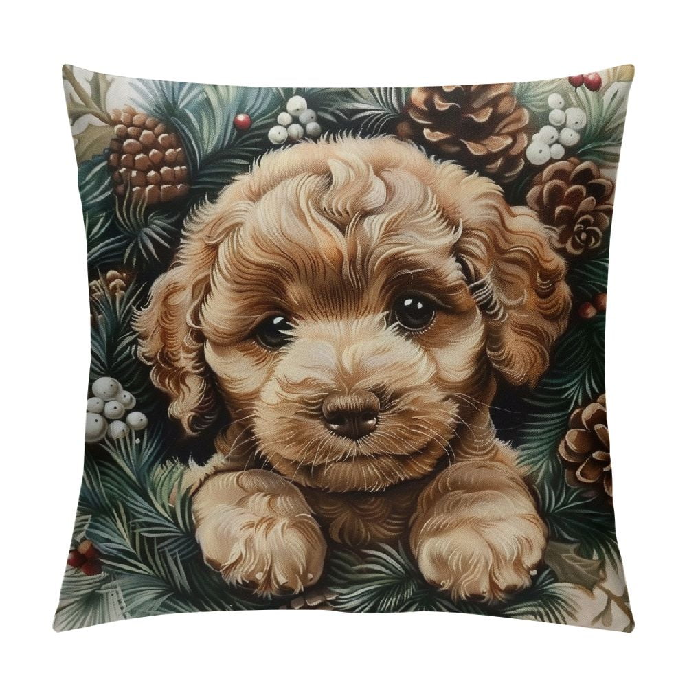 JEUXUS Poodle Throw Pillow Cover Poodle Cute Funny Puppy Cushion Case ...