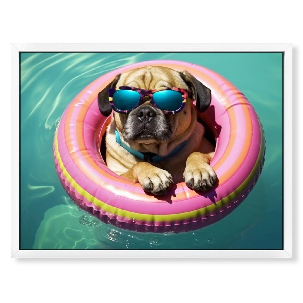 Nawypu Pool Party Pug Dog Puppy Funny Donut Joke POSTER PRINT AU Canvas ...