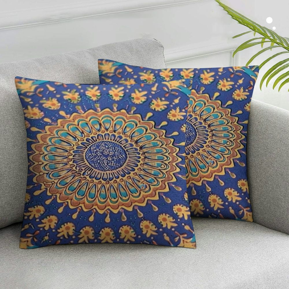 Nawypu Popular Pillow Cover - Hippie Mandala Cover with Pom Poms Soft ...