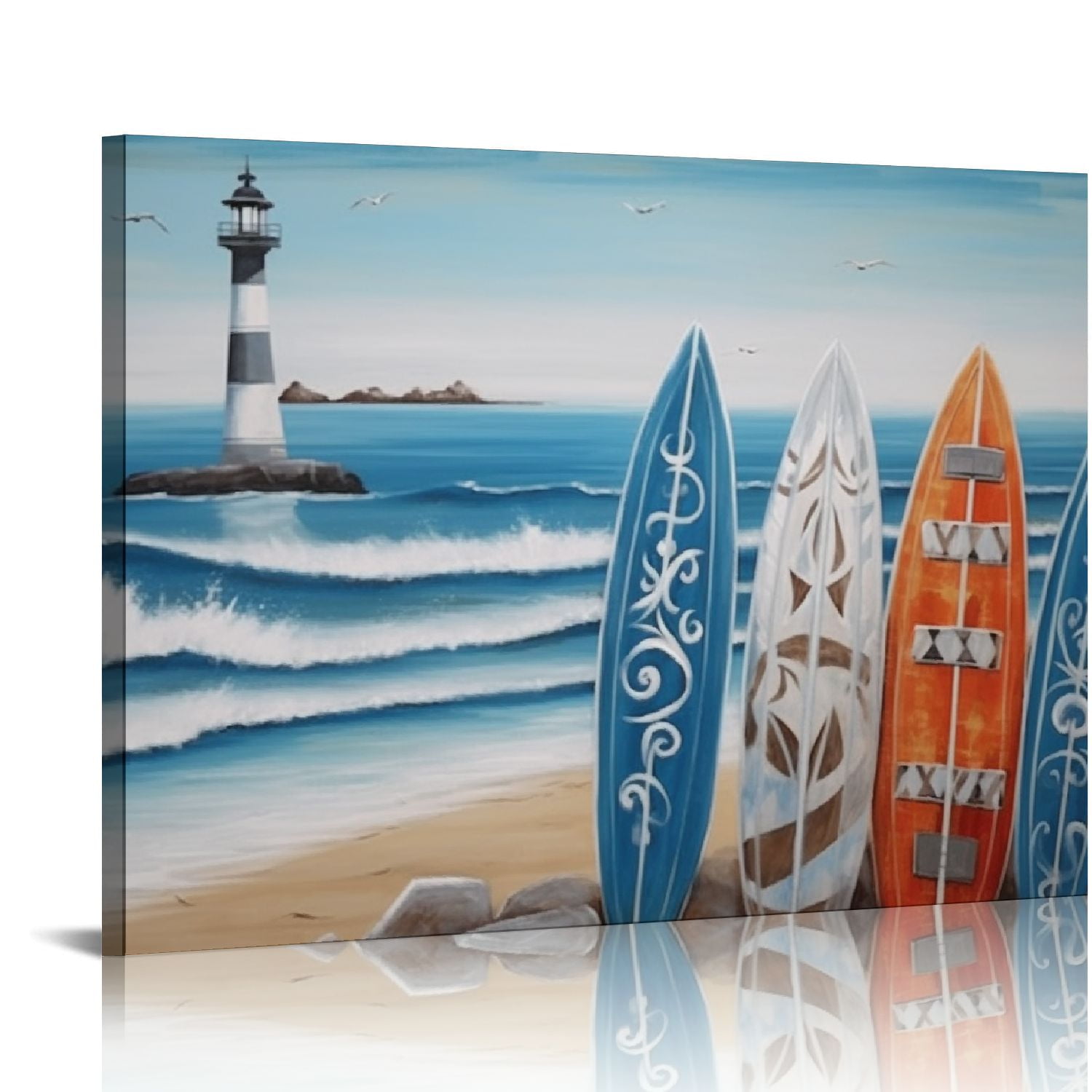 Nawypu Posters Beach Coastal Landscape Wall Art Surfboard Poster ...