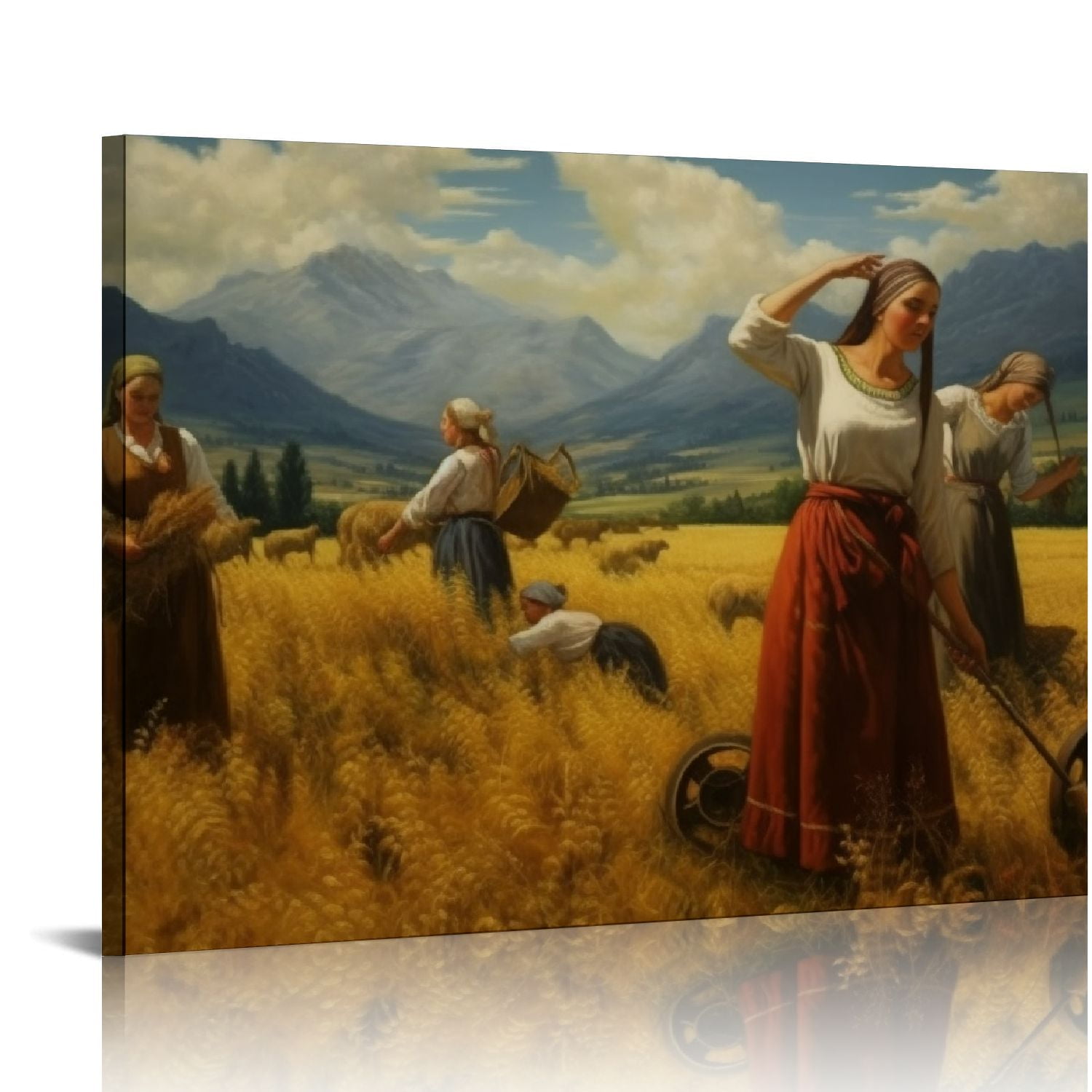 Nawypu Posters Ladies Diligent Gathering Cereal Poster Farmhouse Wall ...