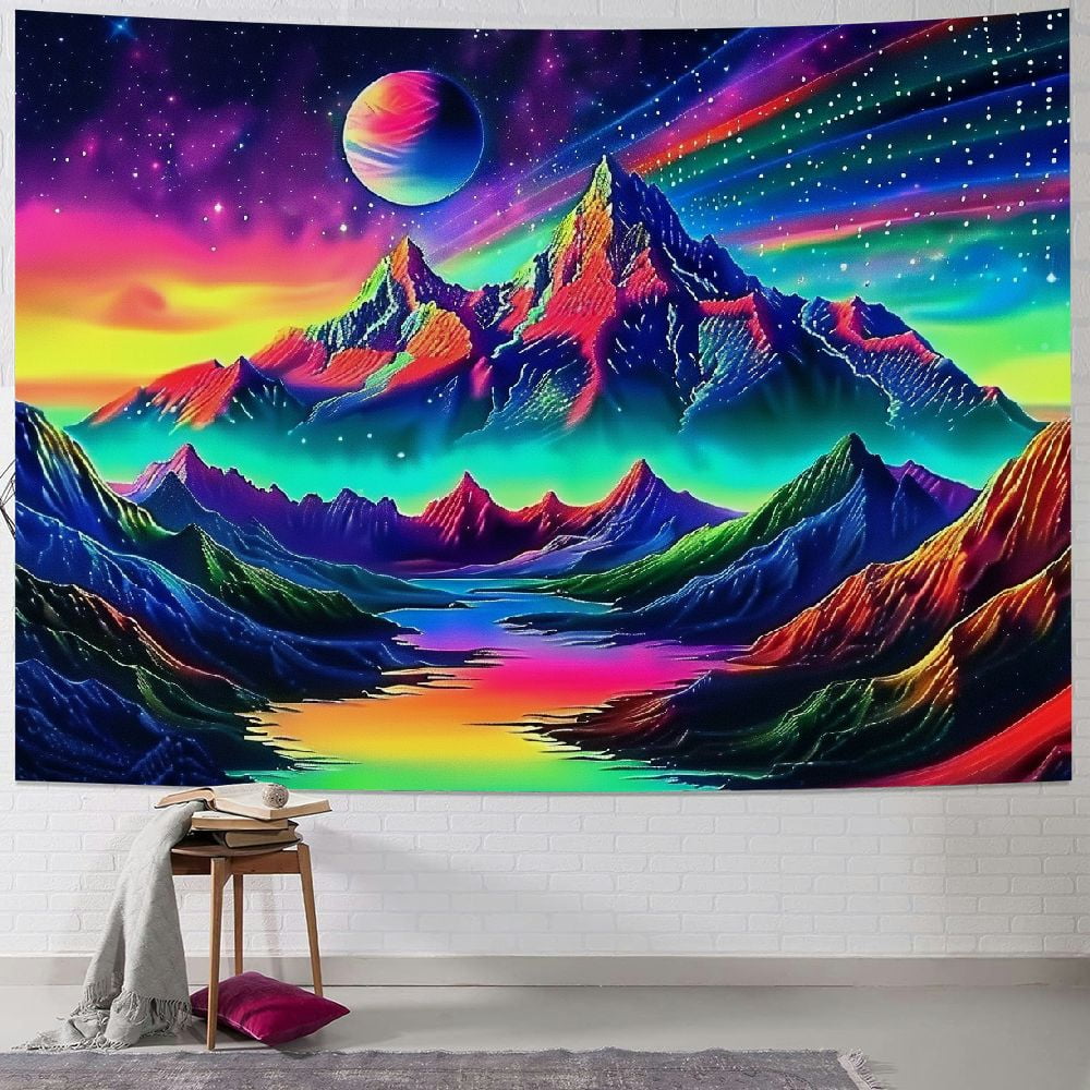 Nawypu Posters Sun Mountain Tapestry for Bedroom, UV Reactive Nature ...