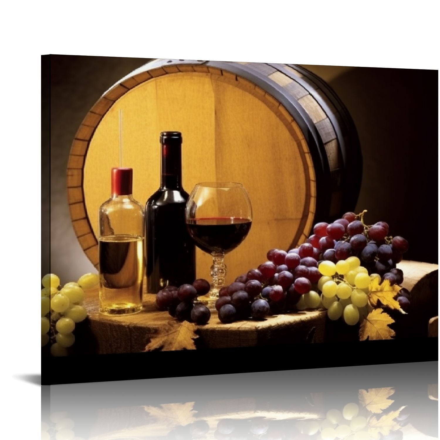 Nawypu Posters Wine Art Poster Wine Barrel Cellar Grape Fruit Still ...