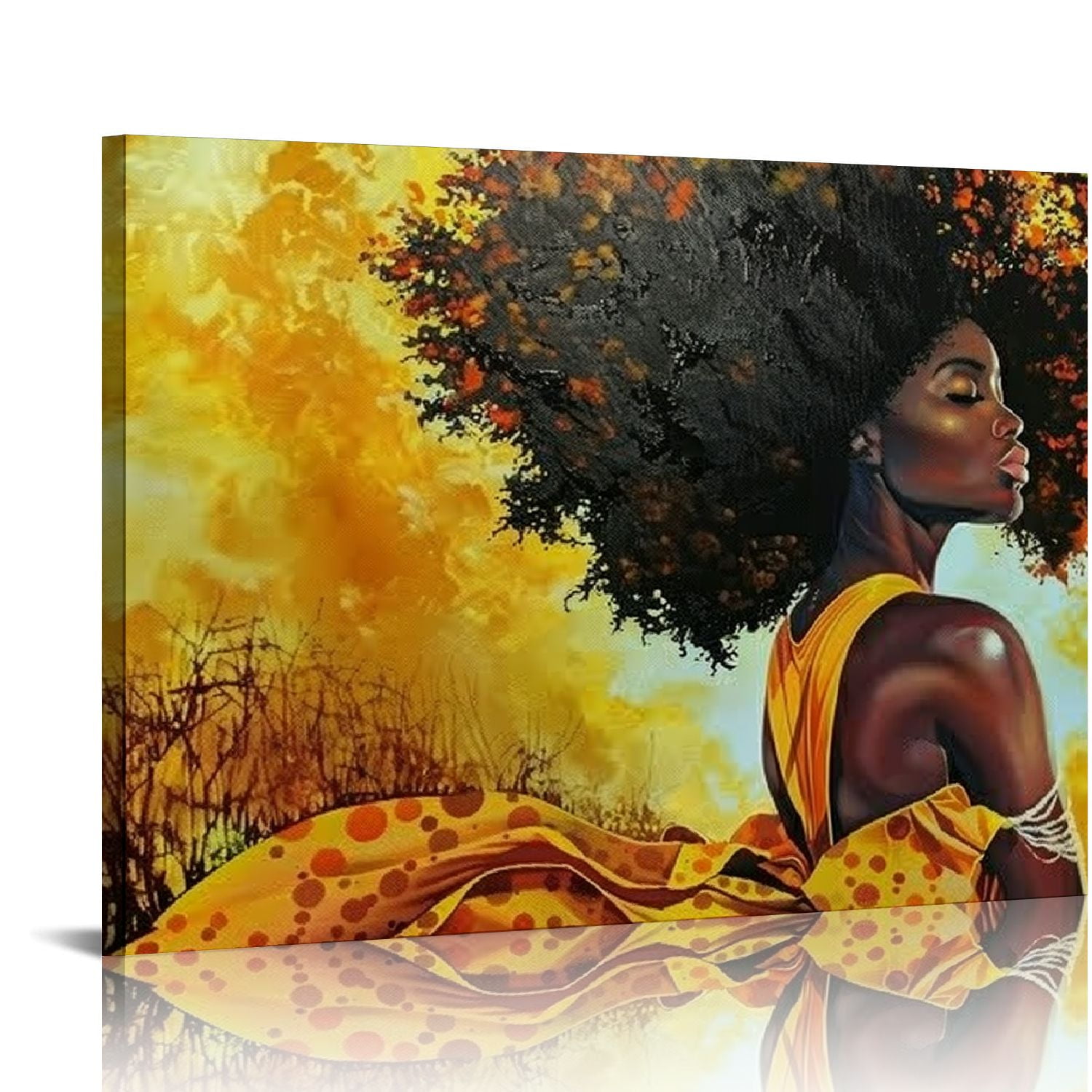 Nawypu Premium Canvas Wall Art African American Abstract Art Modern Decorative Artwork Black ...
