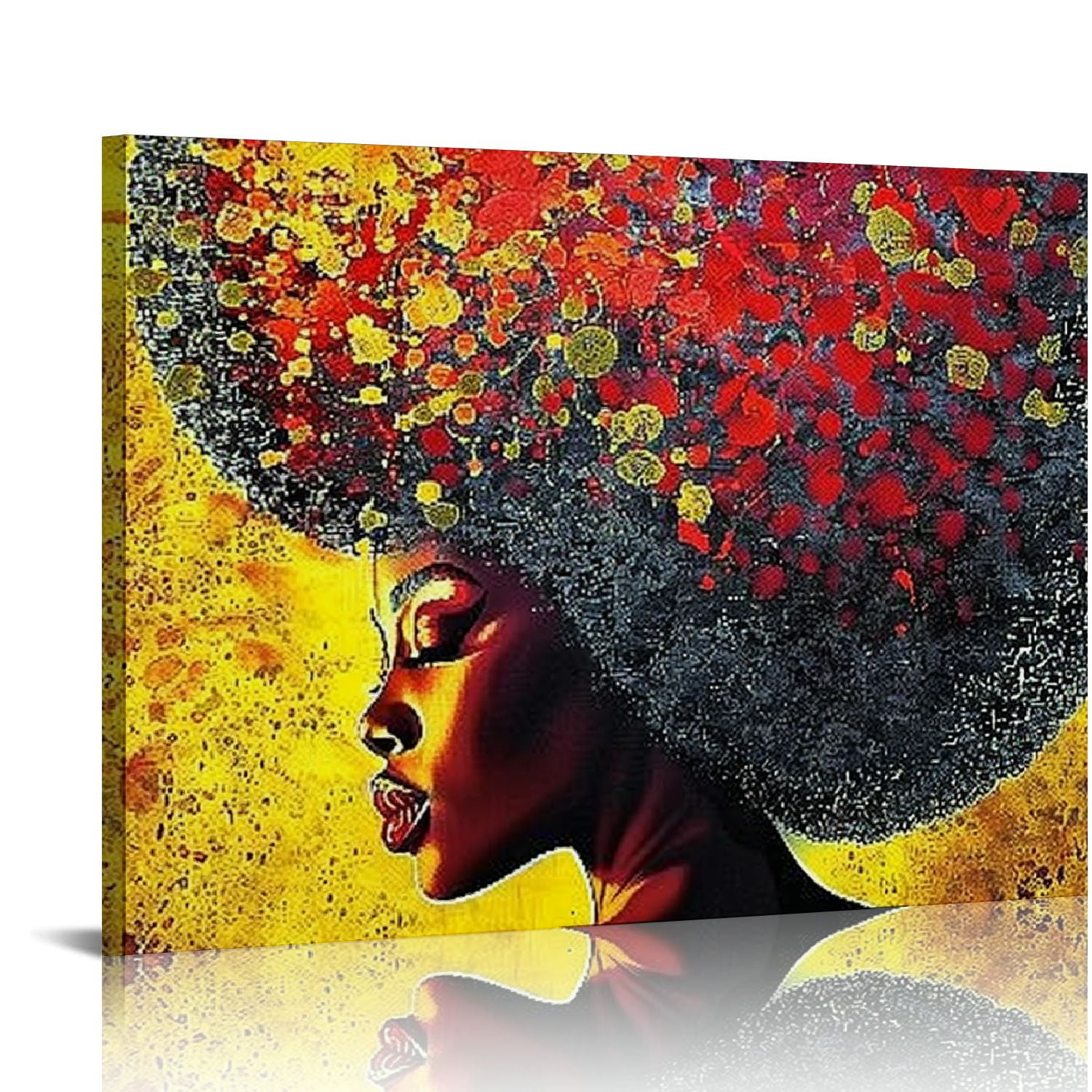 Nawypu Premium Canvas Wall Art African American Abstract Art Modern Decorative Artwork Black ...