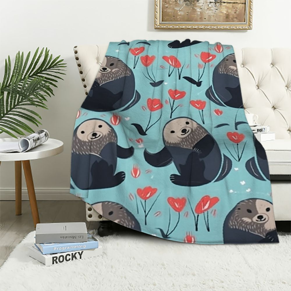Nawypu Premium Sea Otters Throw Blankets for Boys Girls,Cute Funny Sea ...