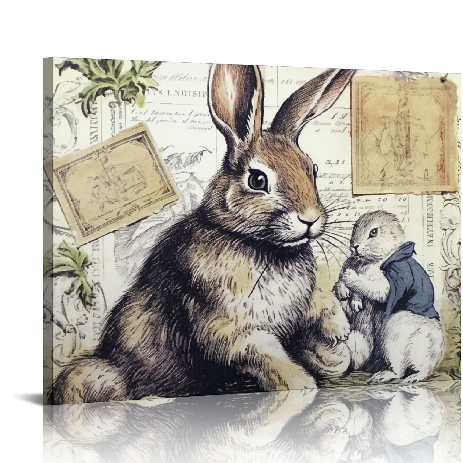 Nawypu Primitive Rabbit Wall Art,Rustic Easter Decor,Vintage Rabbit ...