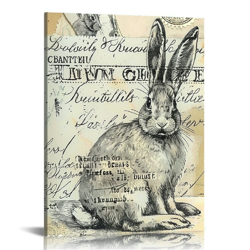 Nawypu Primitive Rabbit Wall Art,Rustic Easter Decor,Vintage Rabbit ...