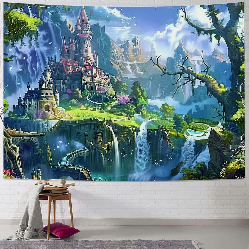 Nawypu Princess Castle Tapestry Wall Hanging, Fantasy Fairytale World ...