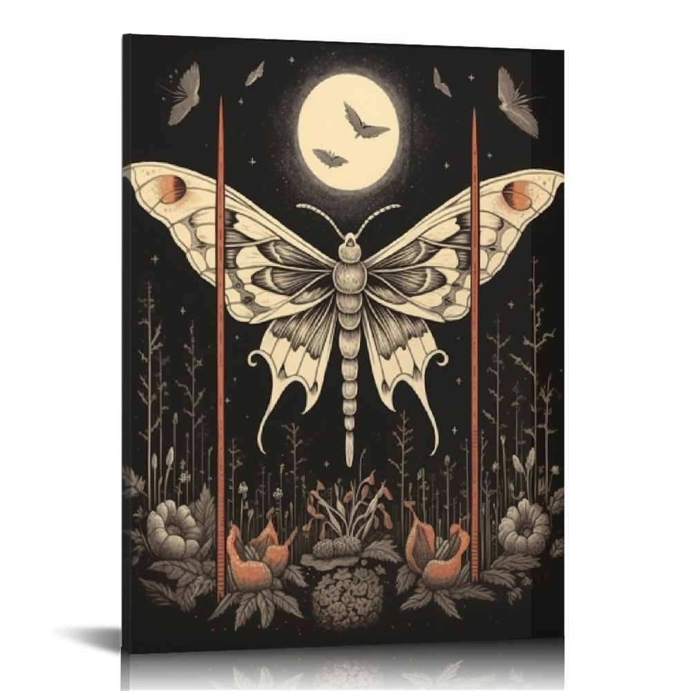 Nawypu Psychedelic Moth Butterfly Sun Moon Mushroom Wall Scroll Art ...