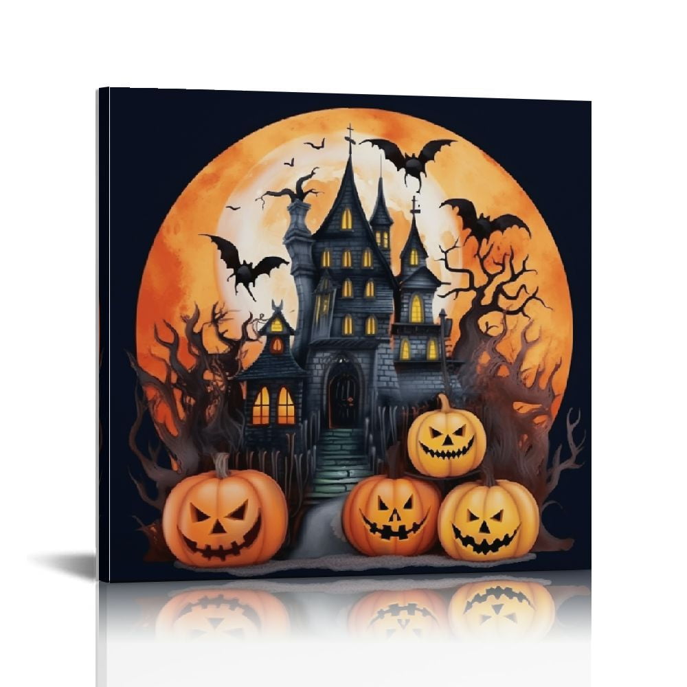 Nawypu Pumpkin Canvas Wall Art Halloween Wall Decor | UV Resistant-HD ...