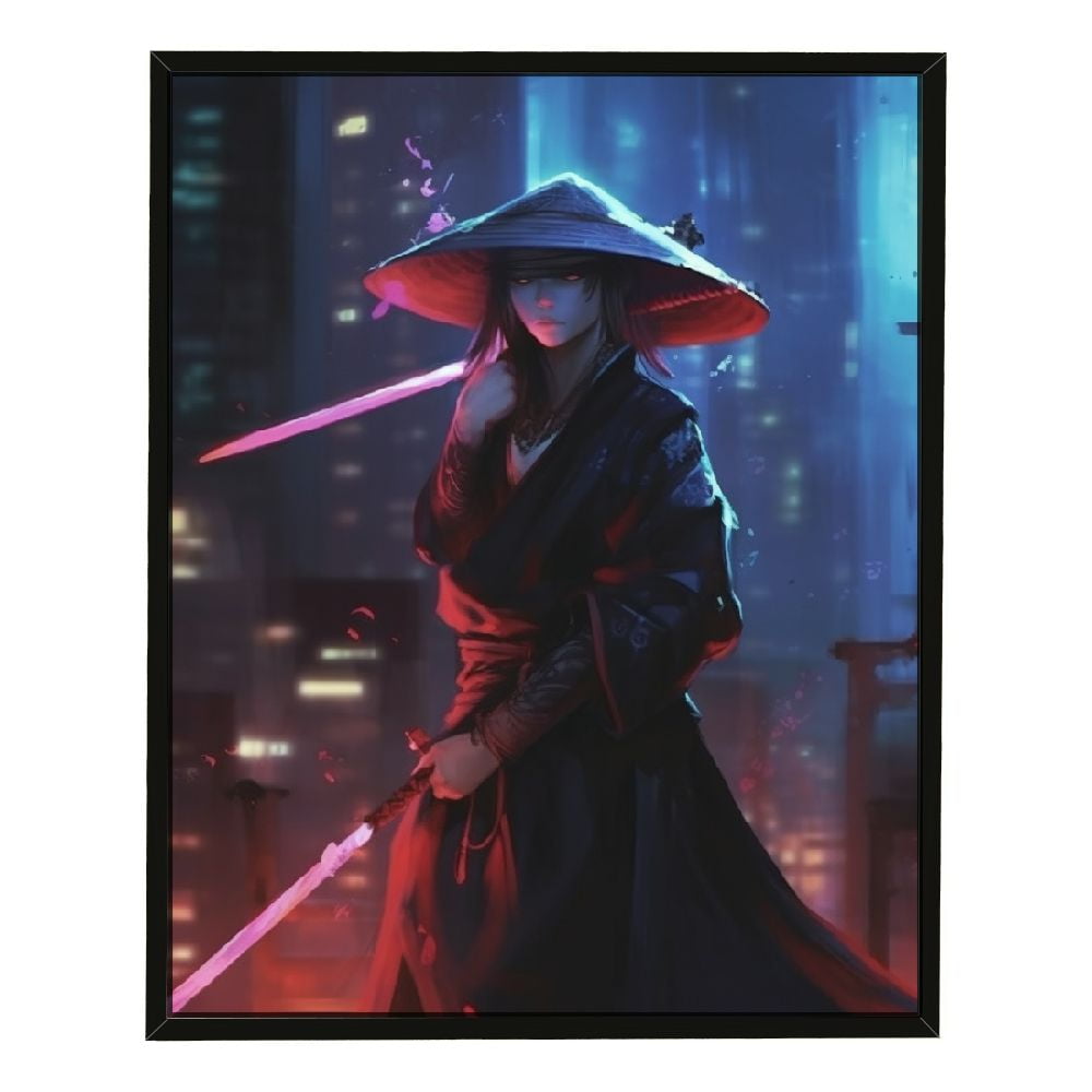 Nawypu Punk Art Poster Neon Samurai Canvas Art Poster and Wall Art ...