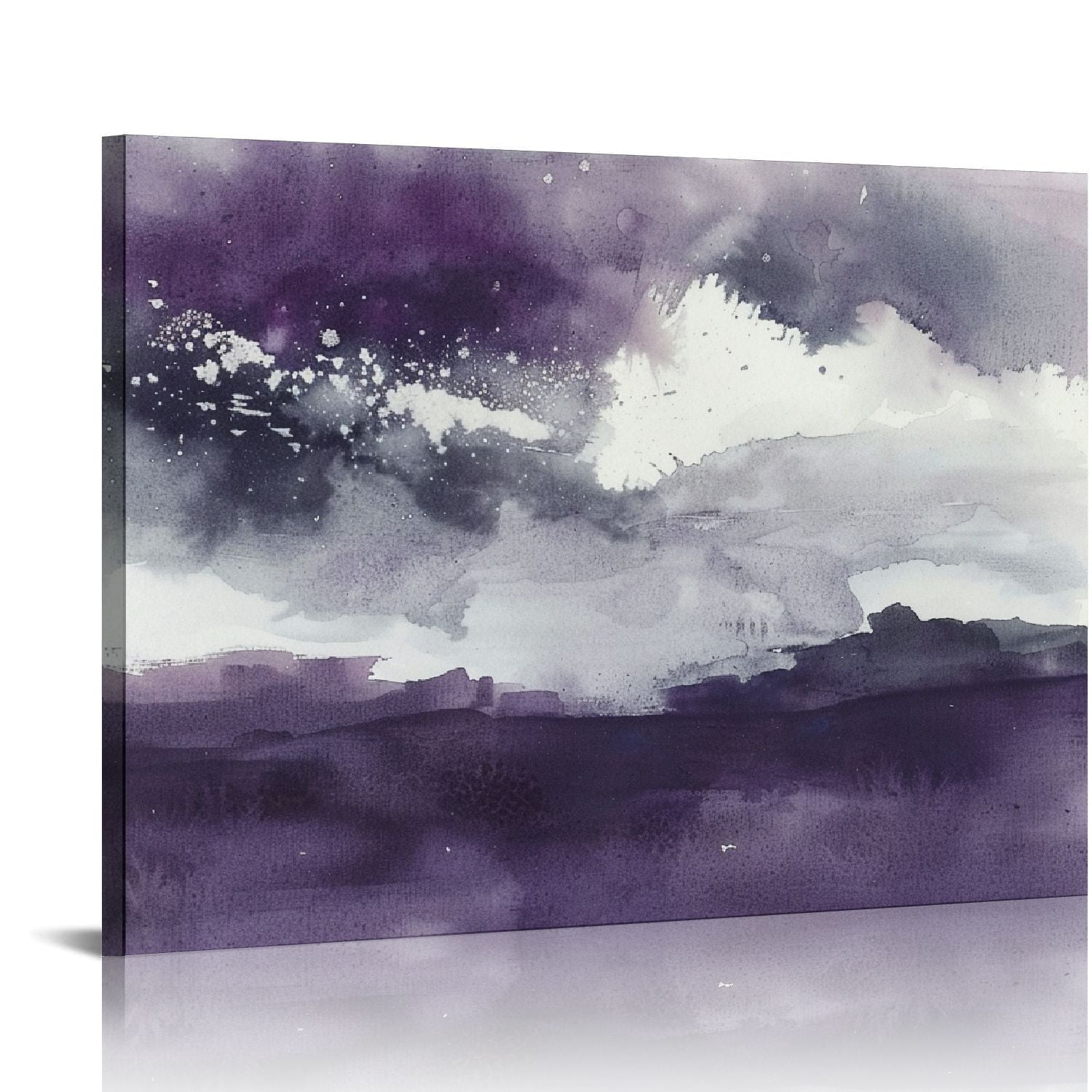Nawypu Purple Abstract Canvas Wall Art, Purple Mountain Abstract ...