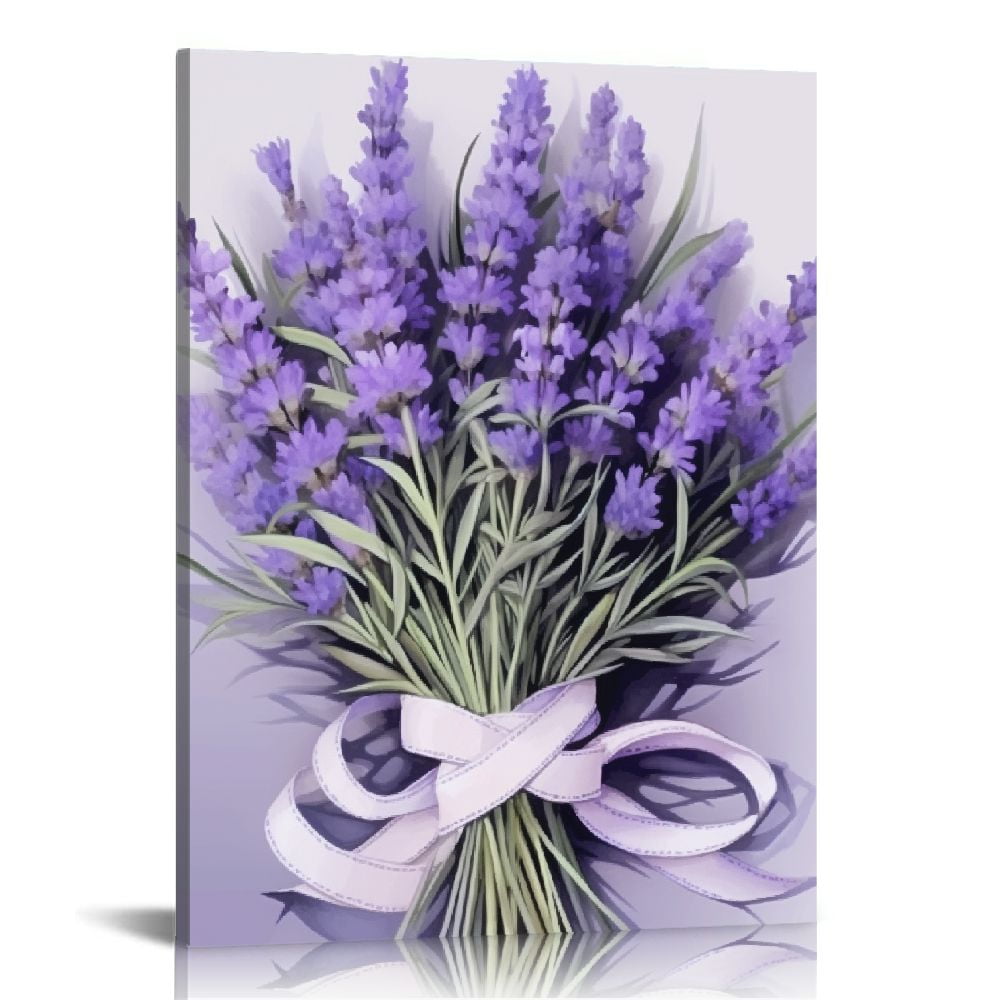 Nawypu Purple Flower Canvas Wall Art Lavender Pictures Wall Decor ...