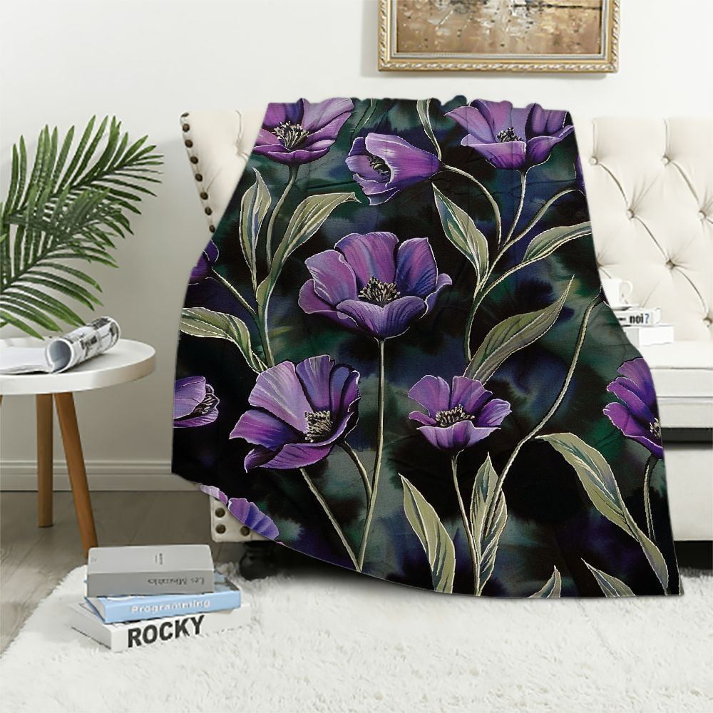Nawypu Purple Tulip Blanket Flower Gifts for Girls Women Tulip Floral ...
