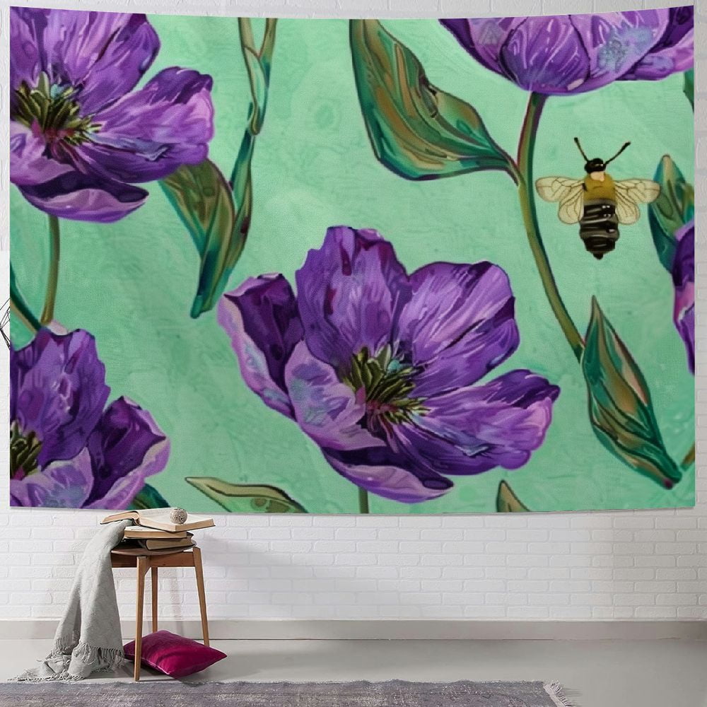 WERPE Purple Tulip Tapestry Aesthetic Lightweight Tapestry Wall Hanging ...