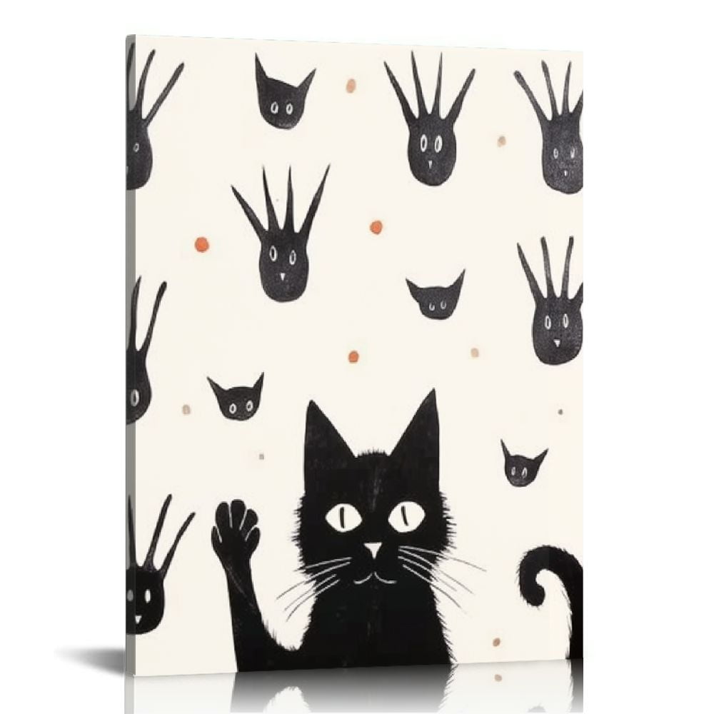 Nawypu QXNRT Set of Animal Cat Wall Art Prints,Fun Poster with Black ...