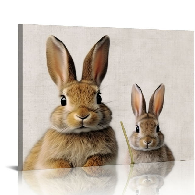 Nawypu Rabbit Canvas Wall Art Cute Animal Artwork Nursery Bunny Picture ...