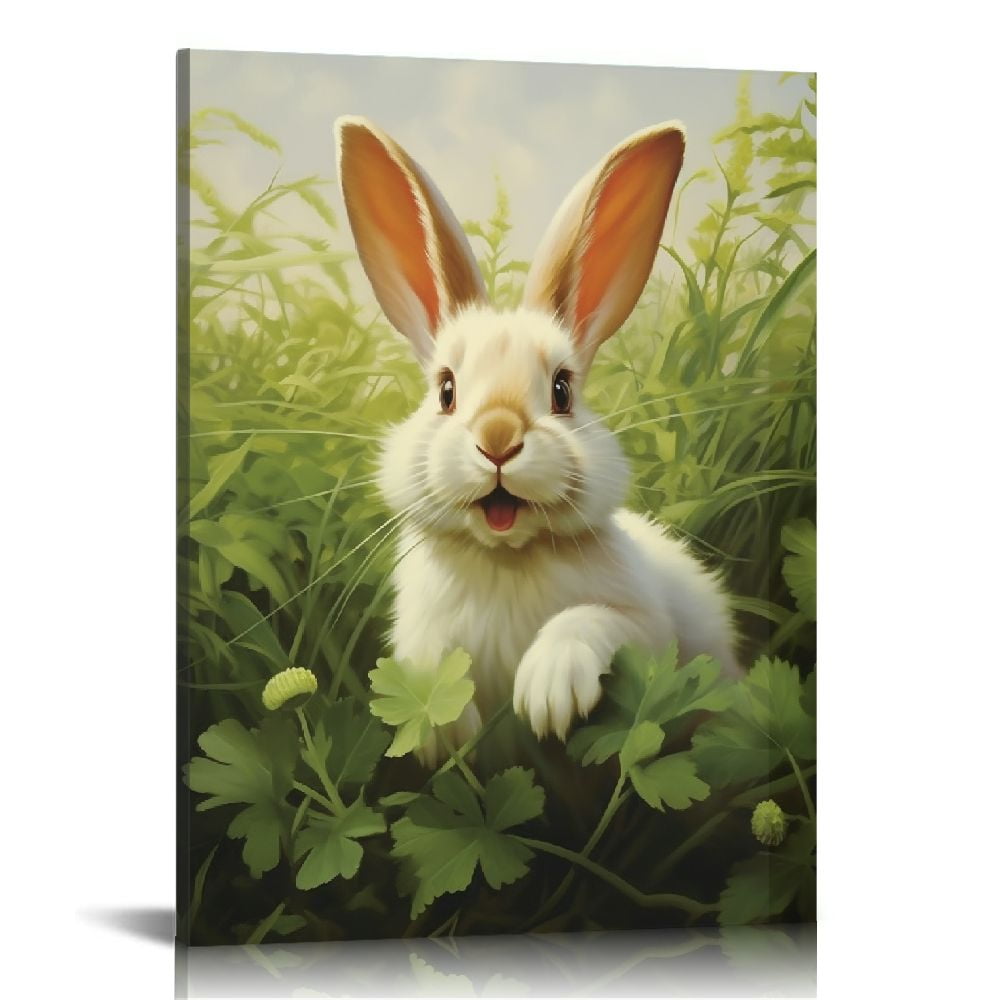 Nawypu Rabbit Cartoon Oil Painting, Cute Rabbit Poster, Kids Room ...