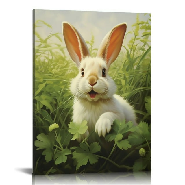 Nawypu Rabbit Cartoon Oil Painting, Cute Rabbit Poster, Kids Room ...