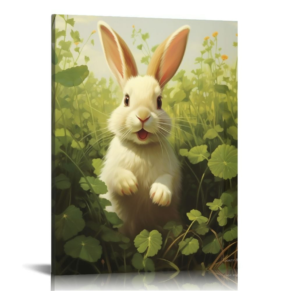 Nawypu Rabbit Cartoon Painting, Cute Rabbit Poster, Room Canvas Wall ...