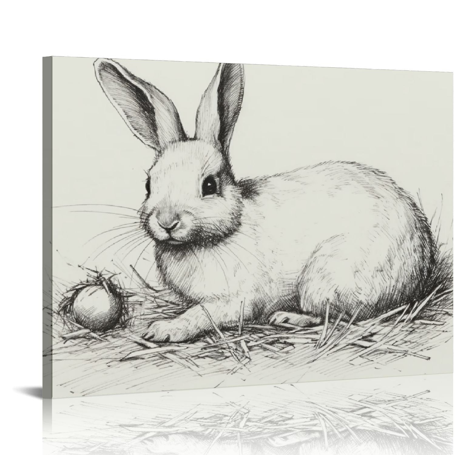 Nawypu Rabbit Easter Bunny Drawing Etching Rustic Gray Picture Cute ...