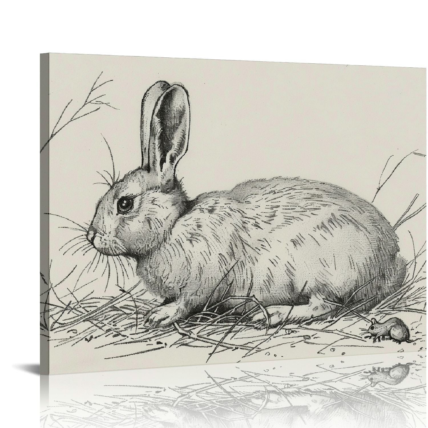 Nawypu Rabbit Easter Bunny Drawing Etching Rustic Gray Picture - Cute ...