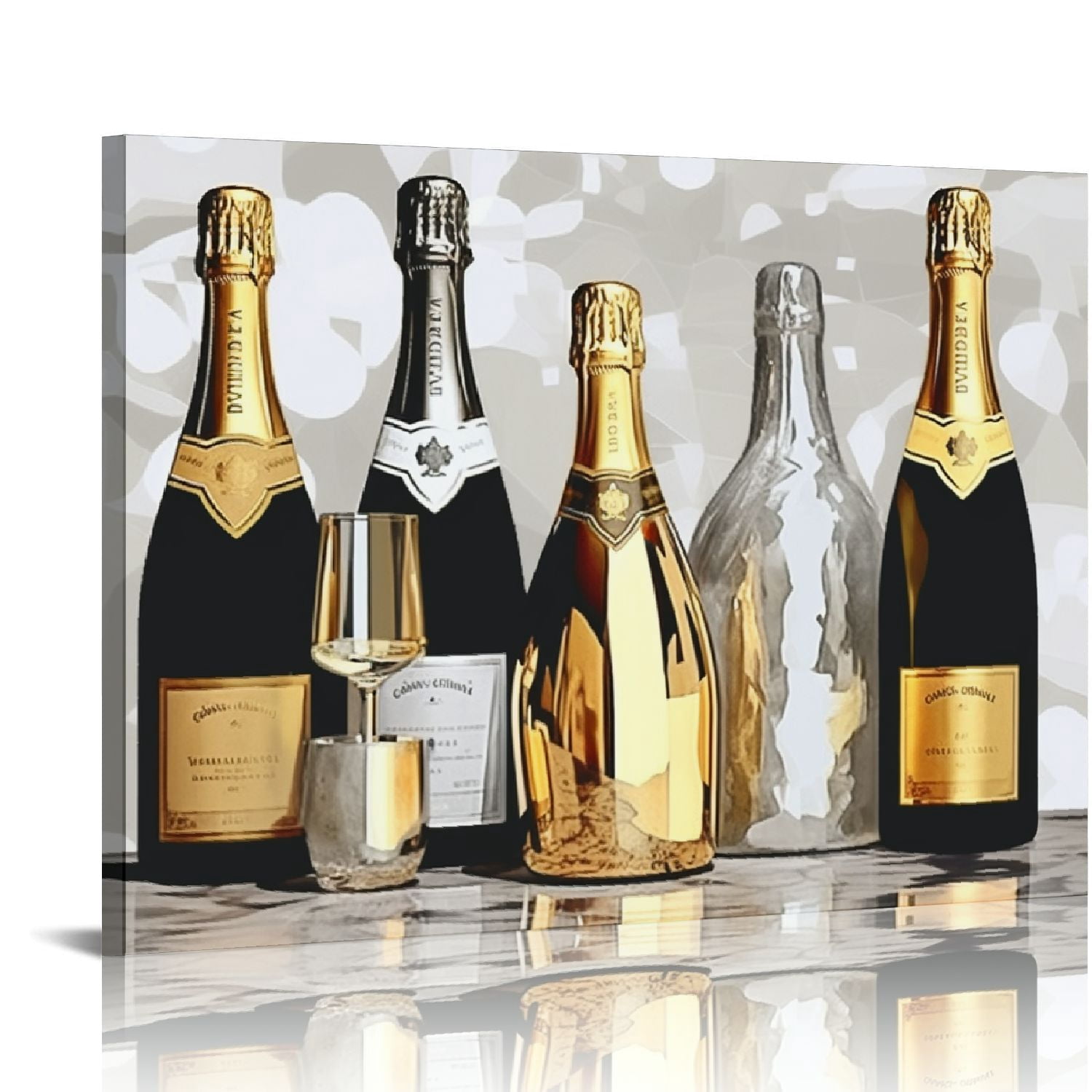 Nawypu Radiant Glam Twinkle Champagne Bottles Canvas Wall Art - Walmart.com