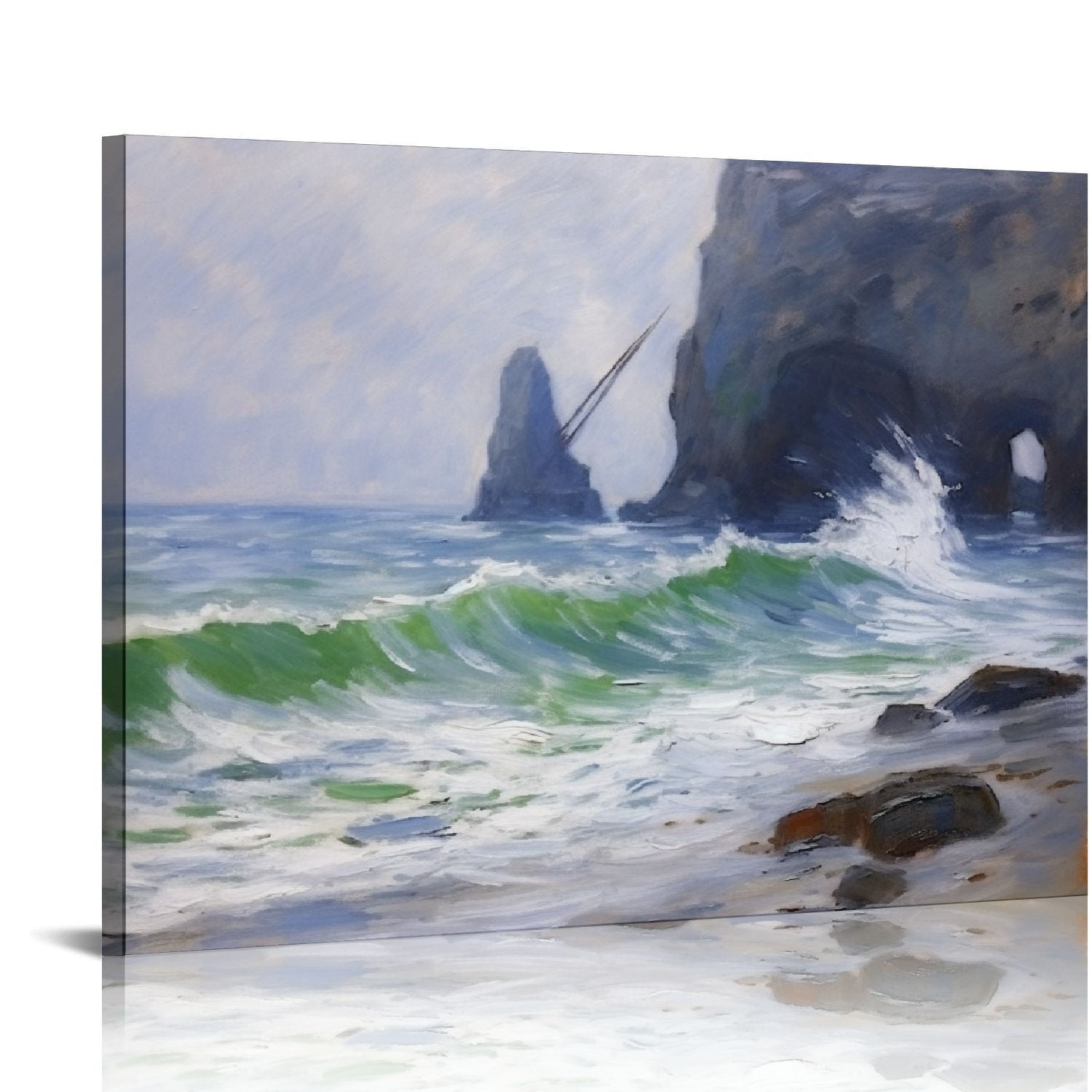 Nawypu Rain at Etretat-Monet - Canvas OR FINE Print Wall Art - Walmart.com