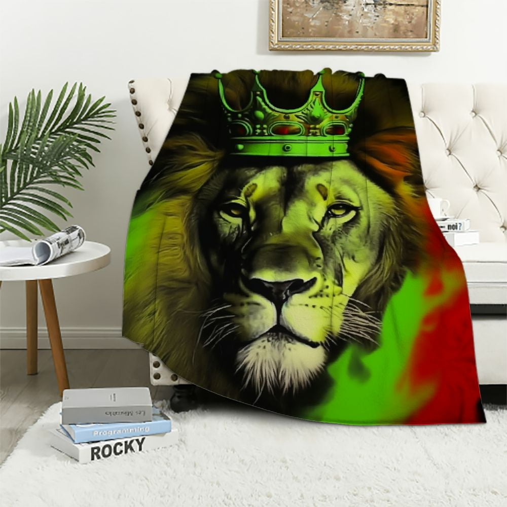 Nawypu Rasta Reggae Cannabis Leaf Lion Blankets, Throw Blankets, Home ...