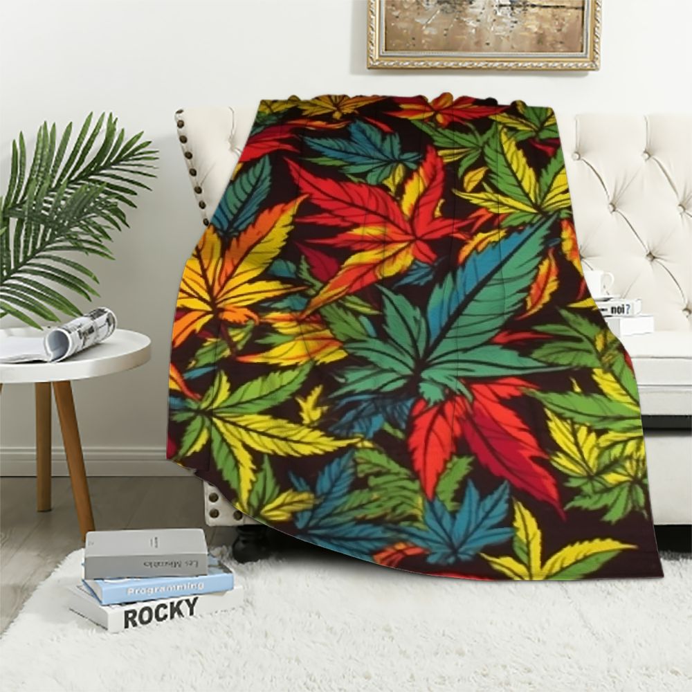 Nawypu Rasta Reggae Marijuana Leaf Lion Flag Blanket, Throw, Super Soft Fleece Blanket for Home ...